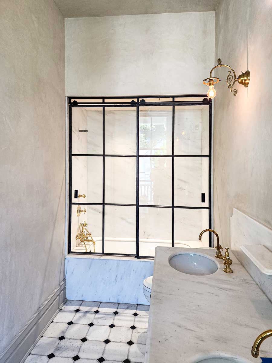 Unique Bronze Shower Doors for an Historic Home