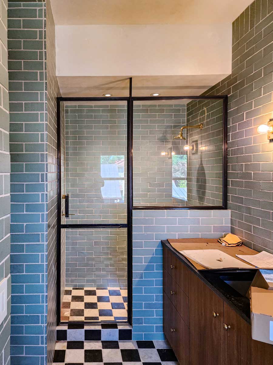 Unique Bronze Shower Doors for an Historic Home
